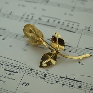 Jewelry | Vintage Gold Tone Single Rose Brooch | Poshmark